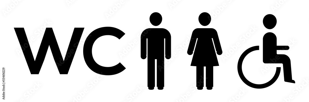 Toilet signs are isolated and transparent. restroom sign, washroom sign ...