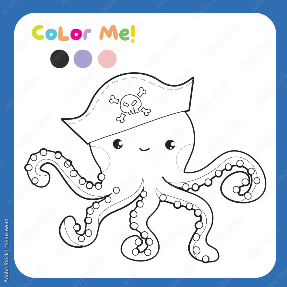 Coloring worksheet for children with pirate theme. Educational ...