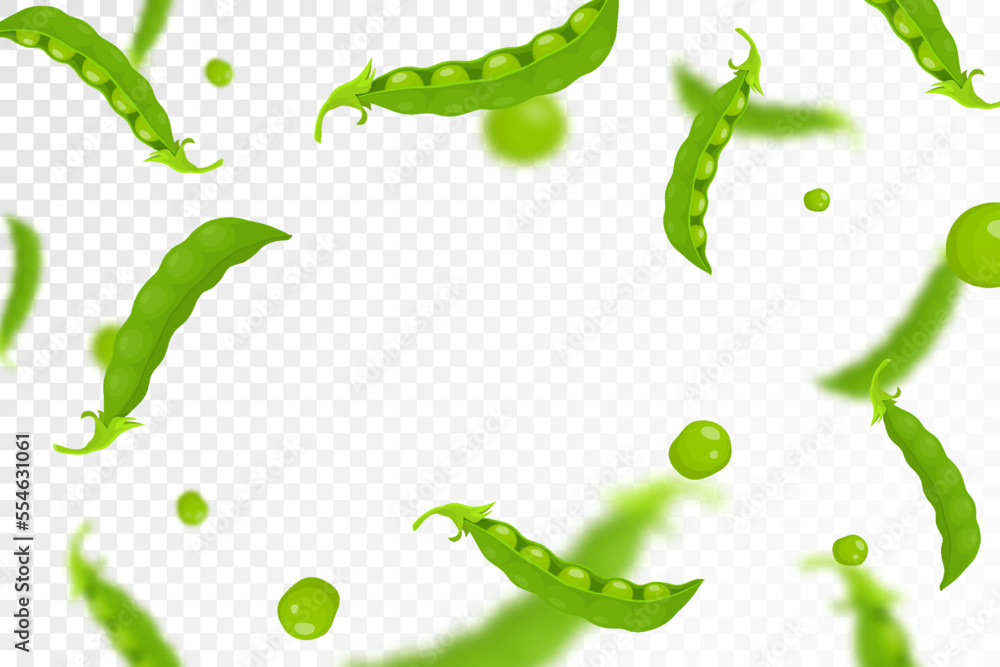 Image vectorielle Stock Green pea background. Flying or falling fresh ...
