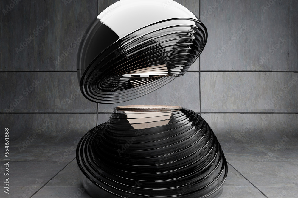 Glass bowl array forming a product marketing stage template. Top ...