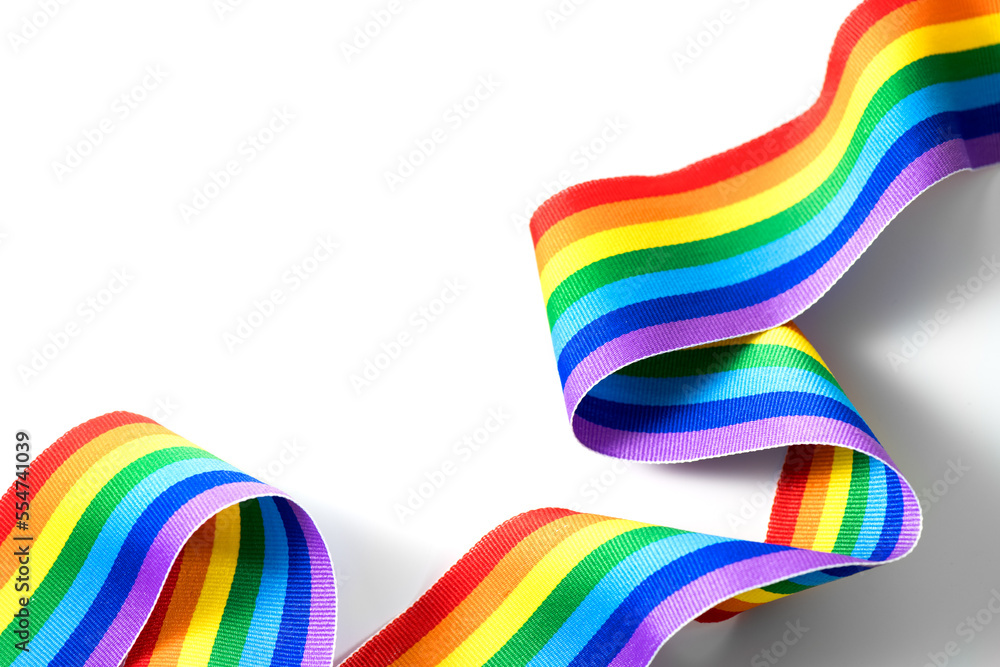 Colorful rainbow ribbon border design. LGBT colourful corner design ...