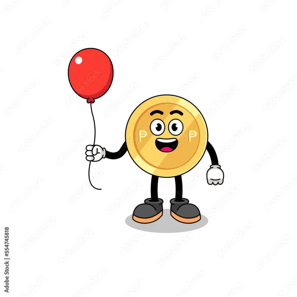 Cartoon of philippine peso holding a balloon Stock Vector | Adobe Stock