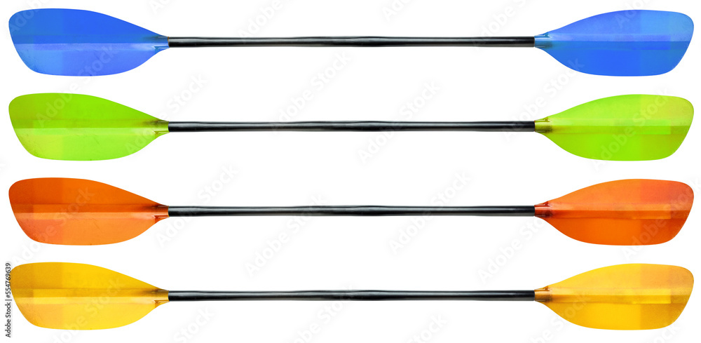 fiberglass whitewater kayak paddle with an oval shaft, set of versions ...