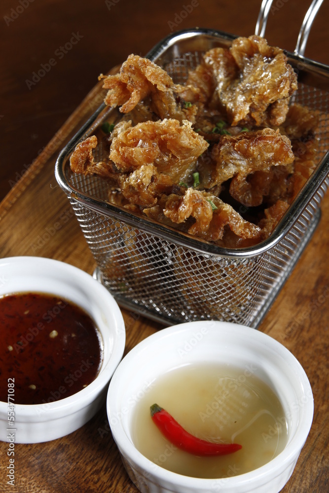 Chicharon bulaklak, finger food from the Philippines made from deep ...