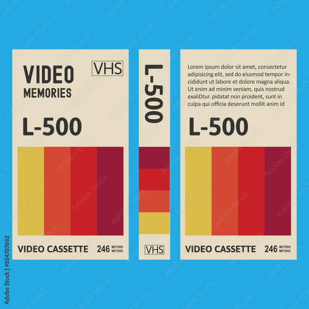 l 500 vhs cassette cover template vector white Stock Vector | Adobe Stock