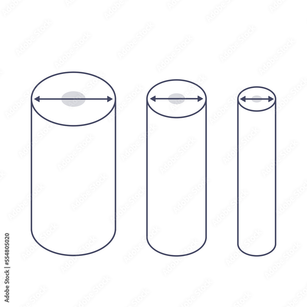 Cylinder diameter icon set. Distance measurement tool. Twice the radius ...