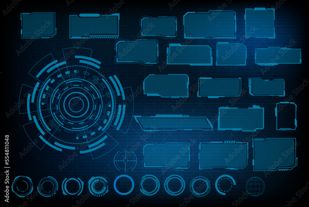 digital interface HUD elements set pack. User Interface, frame screens ...