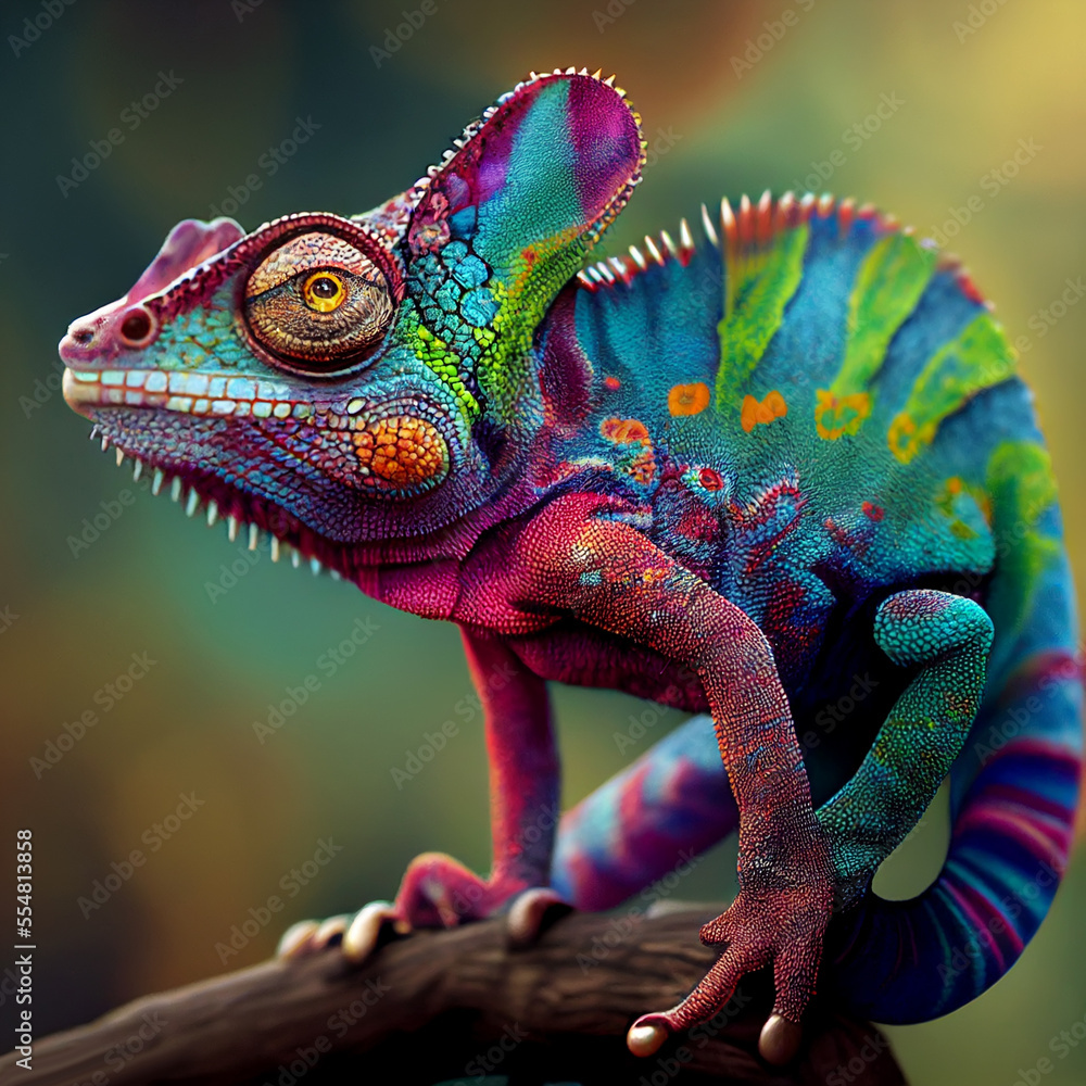 colorful chameleon Stock Illustration | Adobe Stock