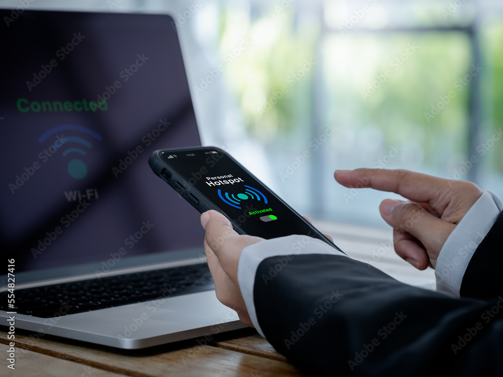 personal hotspot technology concept. The words personal hotspot ...