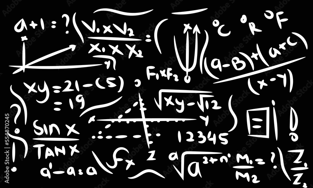 Maths symbols icon set. Algebra or mathematics subject doodle design ...