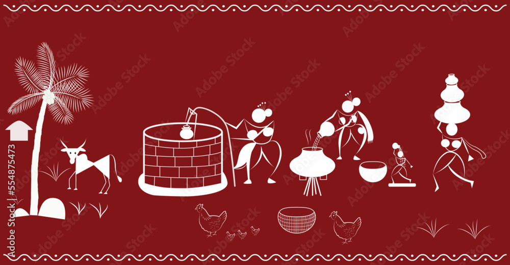 line art, Indian folk art, Stock Vector | Adobe Stock