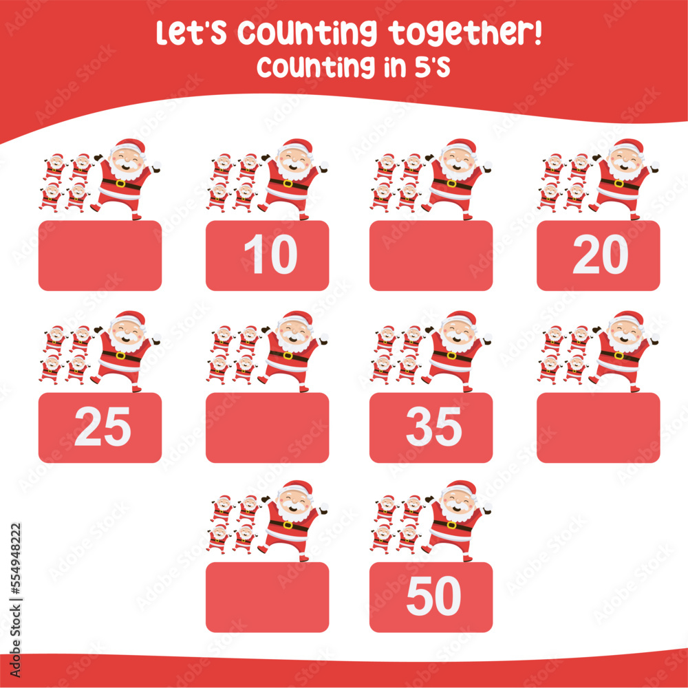 Counting by five’s the Christmas theme worksheet. practising math in ...