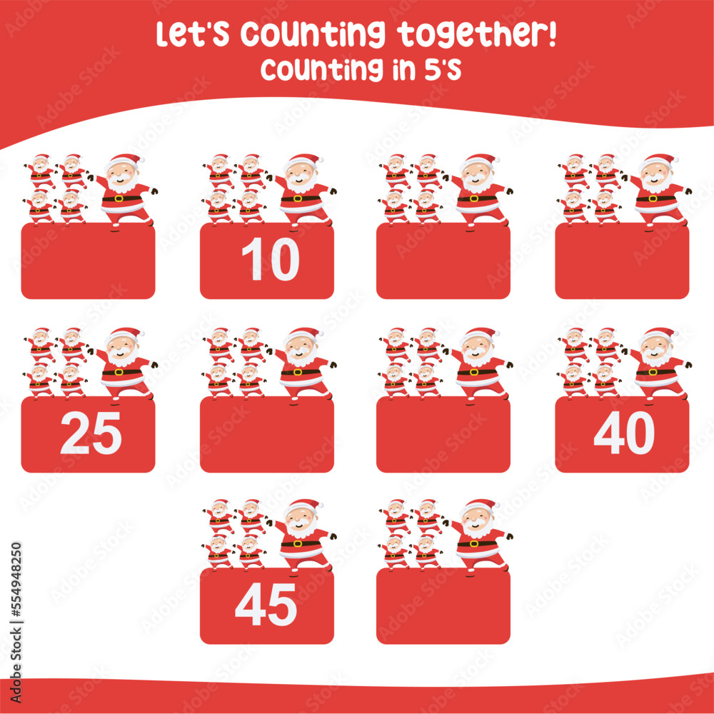 Vector de Stock Counting by five’s the Christmas theme worksheet ...