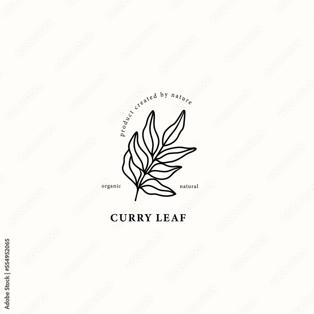 Line art curry leaf illustration Stock Vector | Adobe Stock