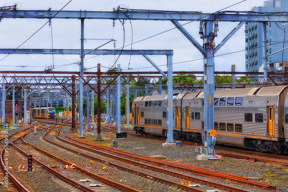 Train Central tracks wires two Stock Photo | Adobe Stock