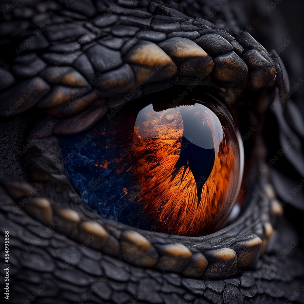 Dragon eye in detail - Generative AI Stock Illustration | Adobe Stock