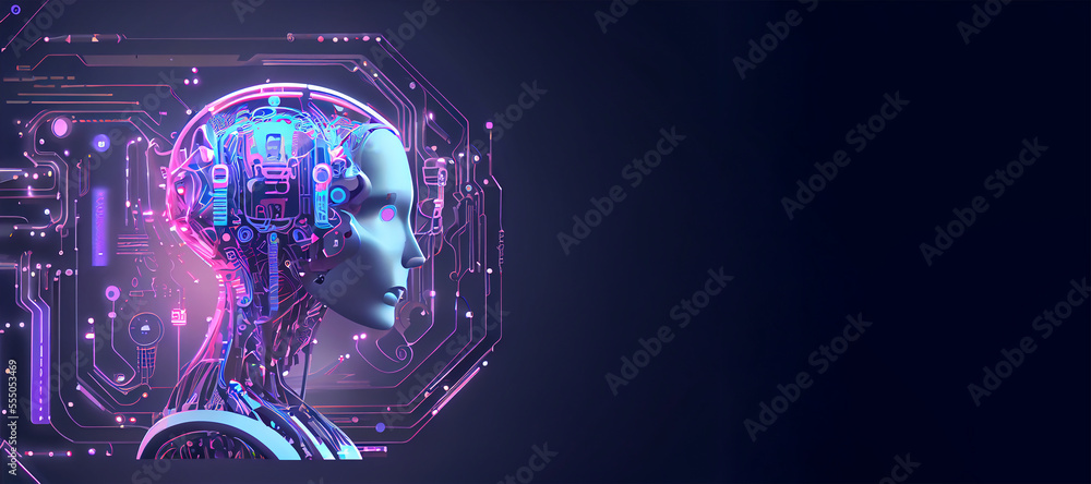 AI artificial intelligence and metaverse background banner showing AI ...