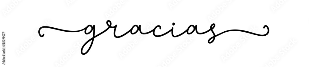 Gracias spanish word. Thank you on Spanish. Handwritten vector black ...