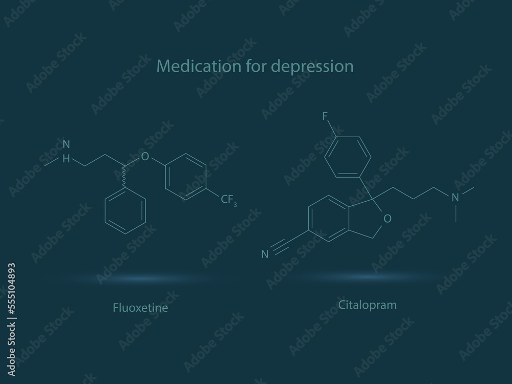 Chemical structure of medications used for depression.Fluoxetine ...