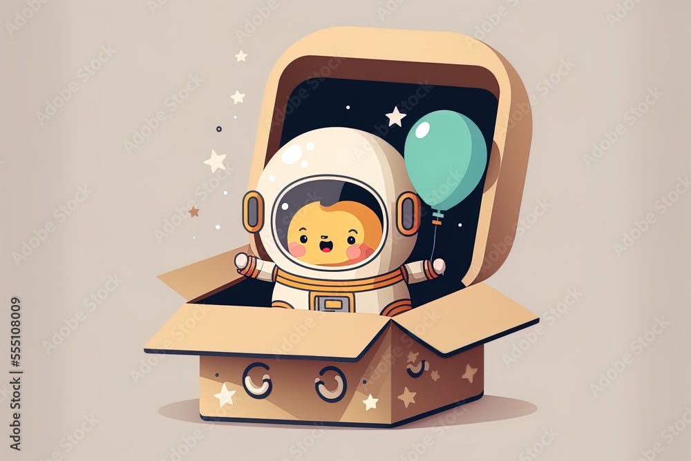 icon image of a flat cartoon spaceship featuring a cute astronaut in a ...