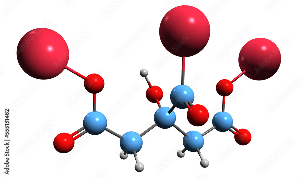 3D image of Trisodium citrate skeletal formula - molecular chemical ...