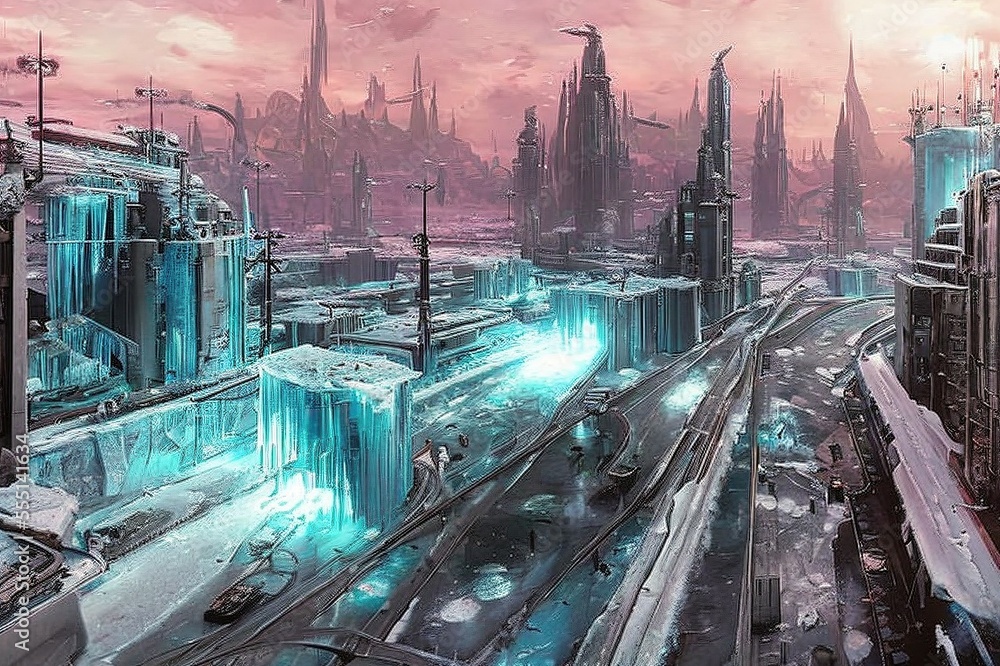 dystopian concept art of a futuristic city landscape in a cyberpunk ...