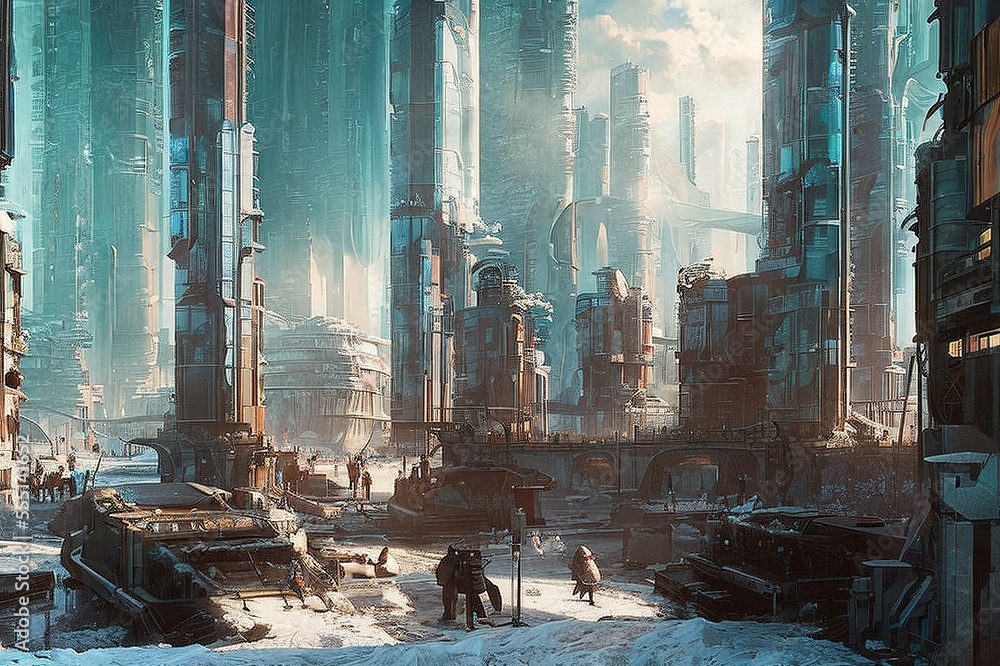 dystopian concept art of a futuristic city landscape in a cyberpunk ...
