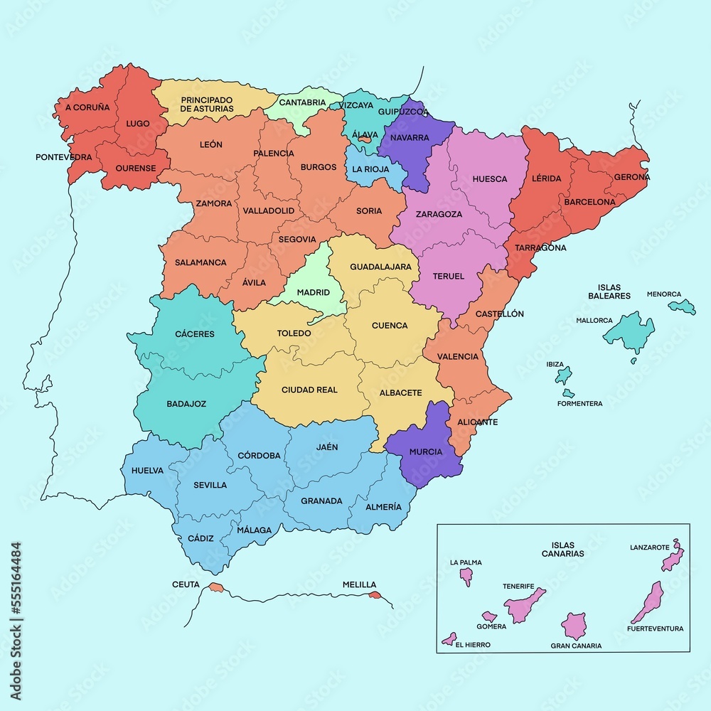 political map of spain Stock Illustration | Adobe Stock