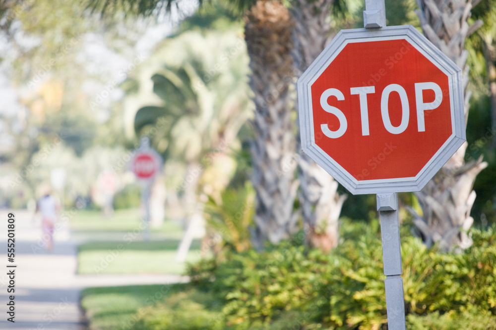 Stop Sign at the roadside Stock Photo | Adobe Stock
