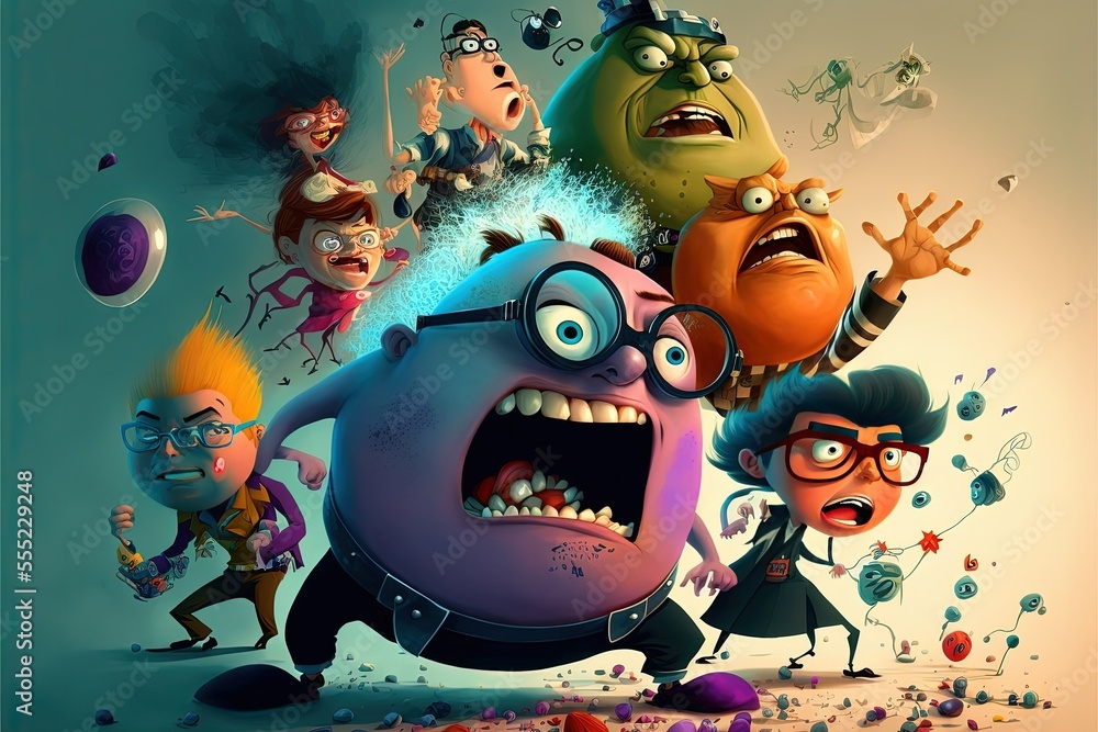 Generative Ai, Generative, Ai, Funny cartoon characters, in different ...