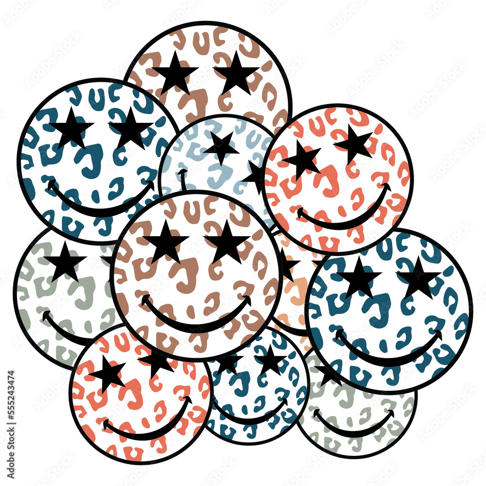 Retro Smile Face Png Face Png File For Sublimation Groovy Png