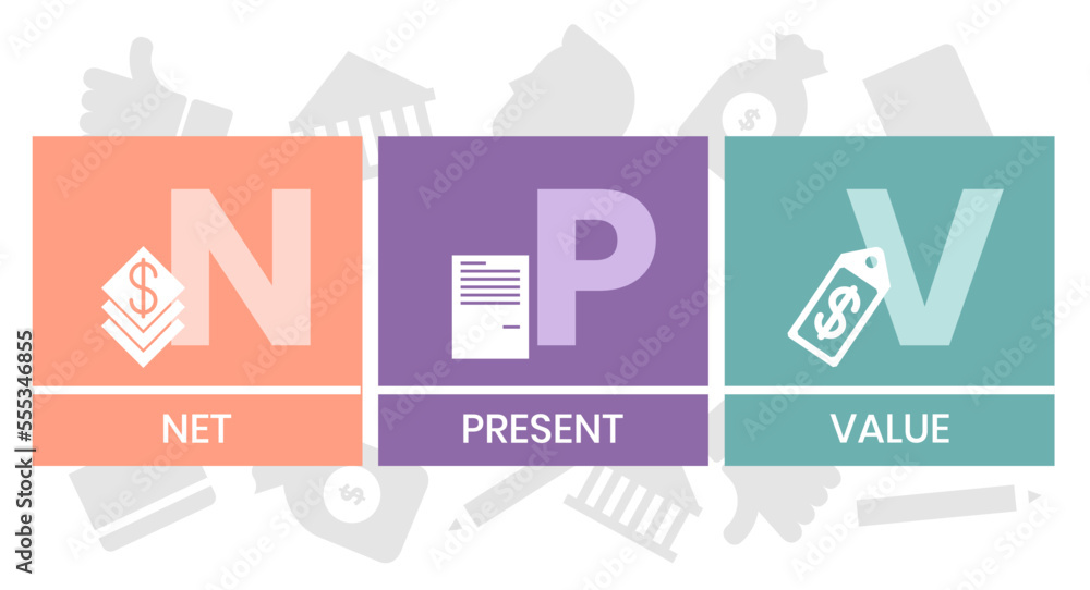 NPV - net present value. acronym business concept. vector illustration ...