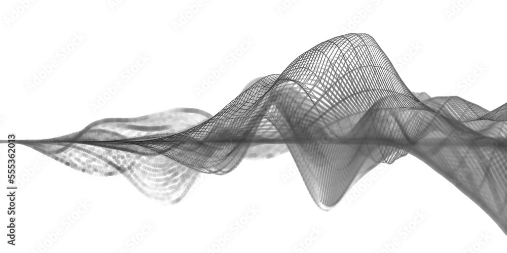Illustration of abstract wireframe sound waves, visualization of ...