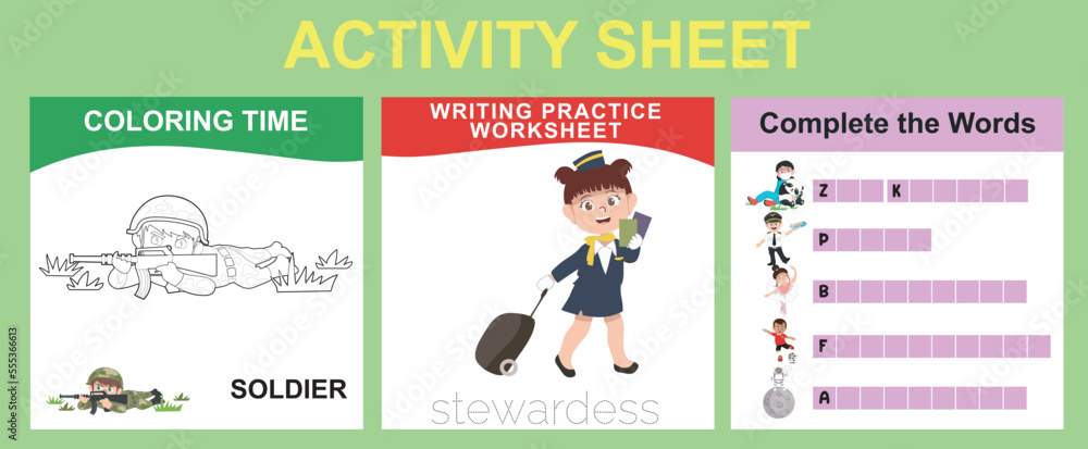 3 in 1 Activity Kit for children with Kids Profession Dreams ...
