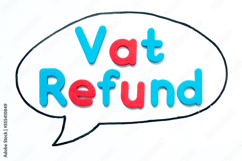 Alphabet letter with word vat refund in black line hand drawing as ...