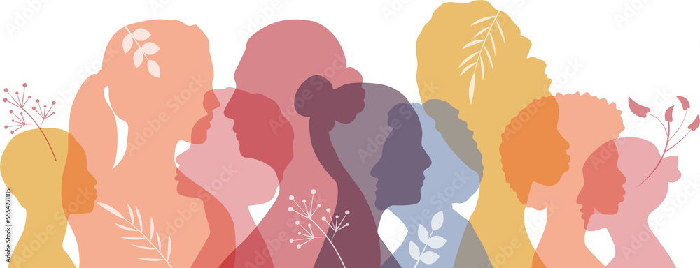 Women of different ethnicities together. Transparent background. Stock ...