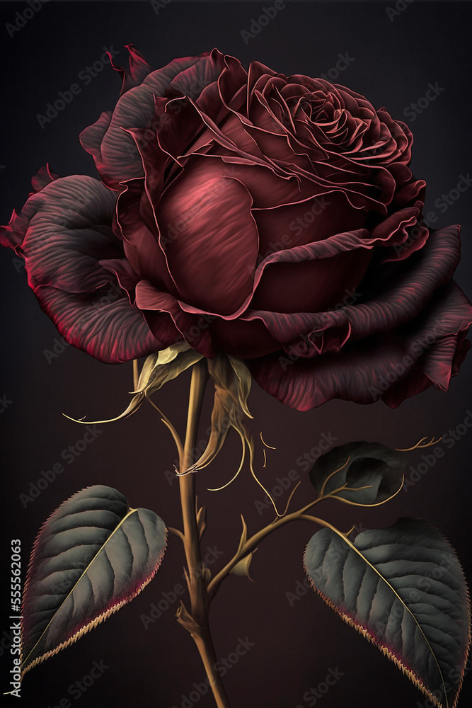 Beautiful Realistic Maroon Rose, closeup view, art graphic wallpaper ...
