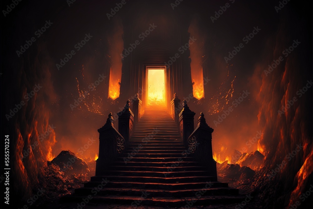 demon castle in hell Stock Illustration | Adobe Stock