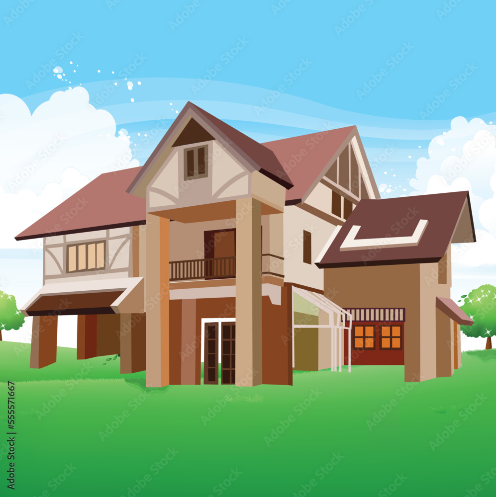 house cartoon doodle kawaii anime coloring page cute illustration ...