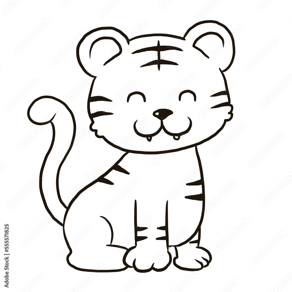 tiger cartoon doodle kawaii anime coloring page cute illustration ...