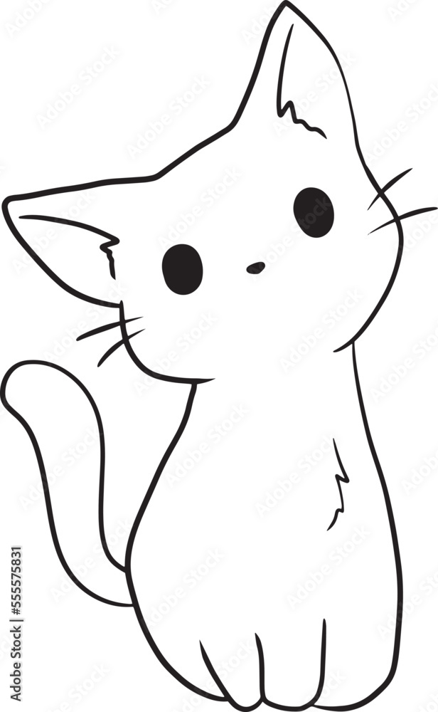 Vector de Stock cat cartoon doodle kawaii anime coloring page cute ...