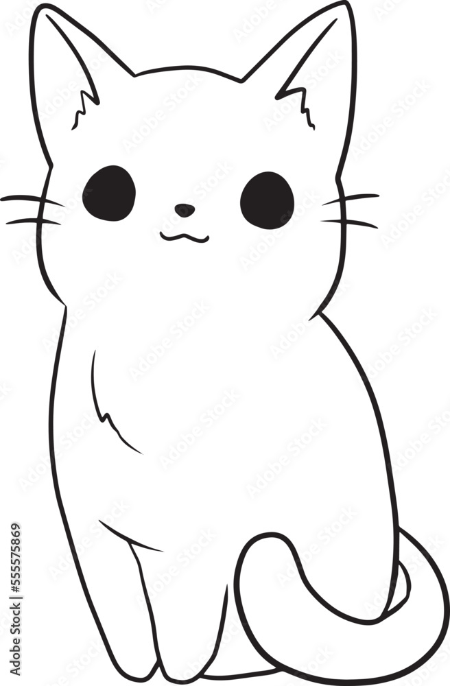 Vector de Stock cat cartoon doodle kawaii anime coloring page cute ...