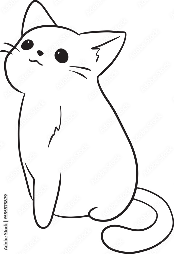 Cat Cartoon Doodle Kawaii Anime Coloring Page Cute Illustration Clipart