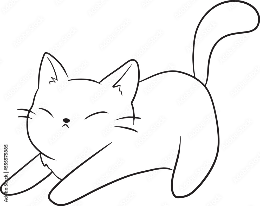 cat cartoon doodle kawaii anime coloring page cute illustration clipart ...