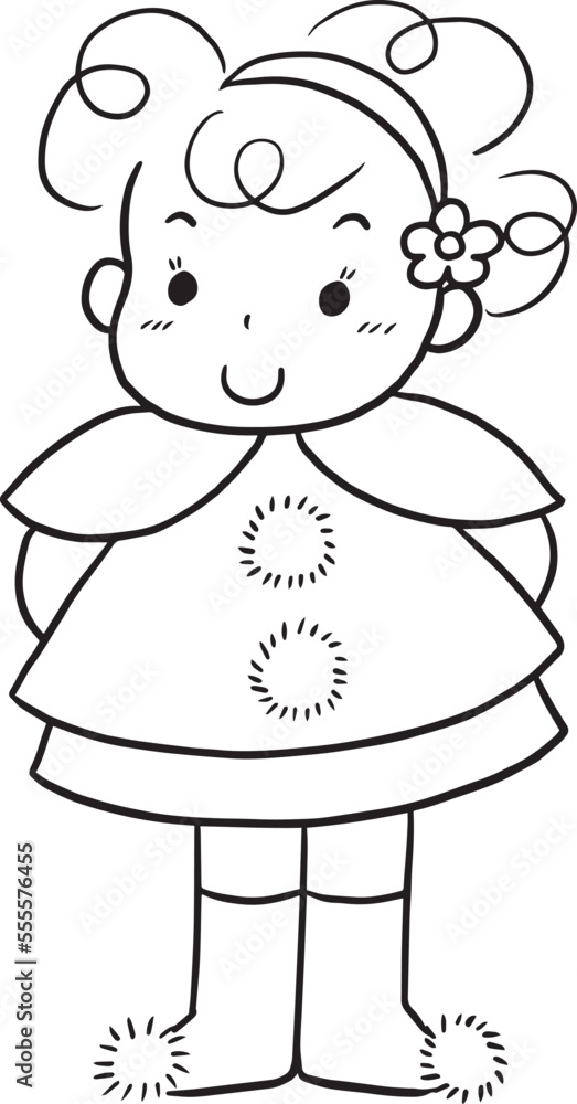 cartoon girl sweet doodle kawaii anime coloring page cute illustration ...