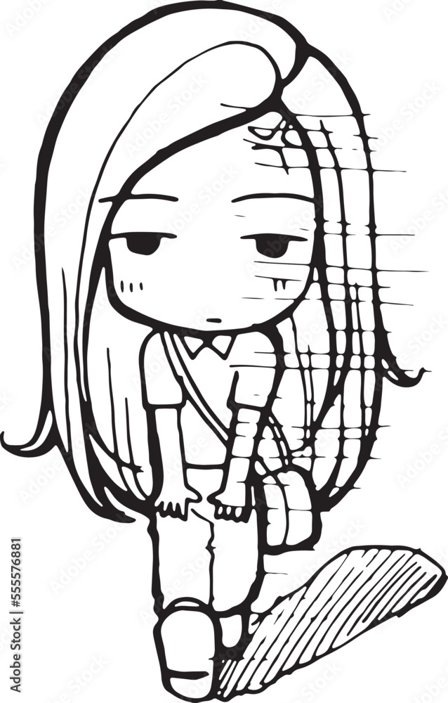 Стоковий вектор Running girl cartoon doodle kawaii anime coloring page ...