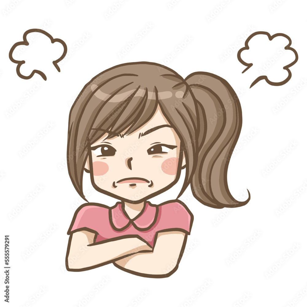 Стоковий вектор girl angry cartoon doodle kawaii anime coloring page ...