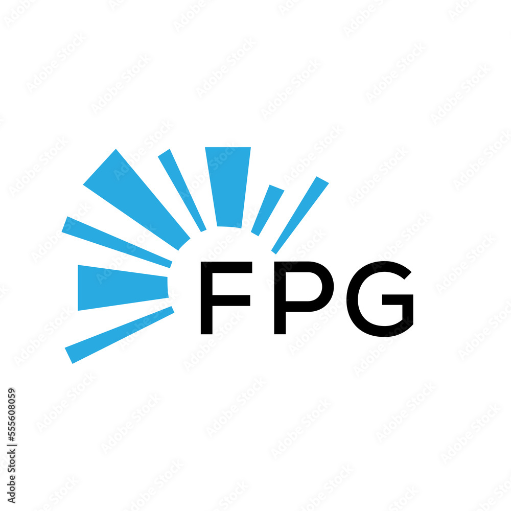 FPG letter logo. FPG blue image on white background and black letter ...