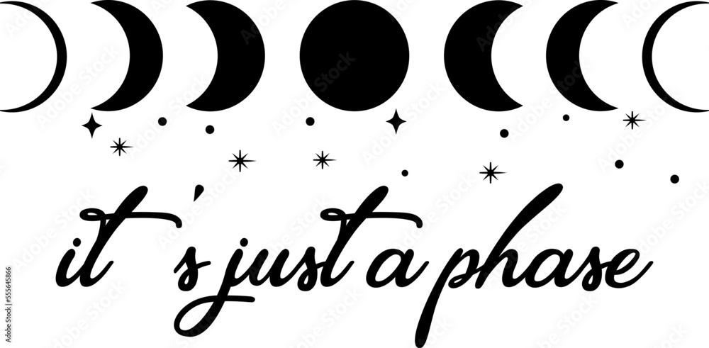 Moon Phases It's Just a Phase Cutfile, cricut ,silhouette, SVG, EPS ...
