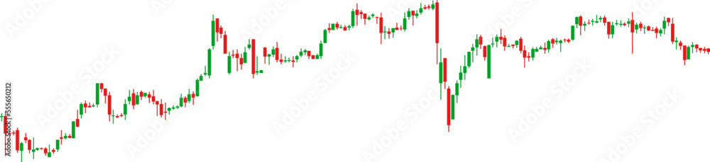 Red and green Japanese candlestick graph trading chart on white ...